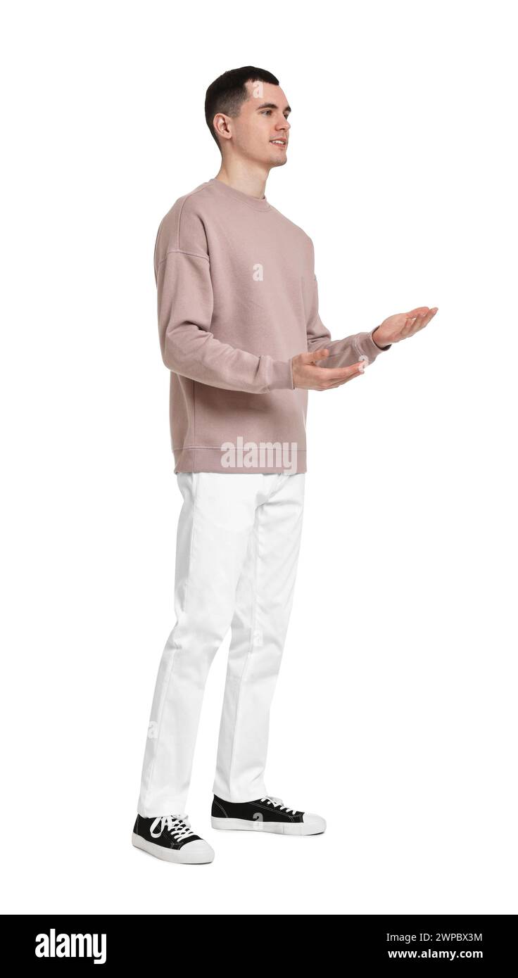 Full length portrait of handsome young man on white background Stock ...