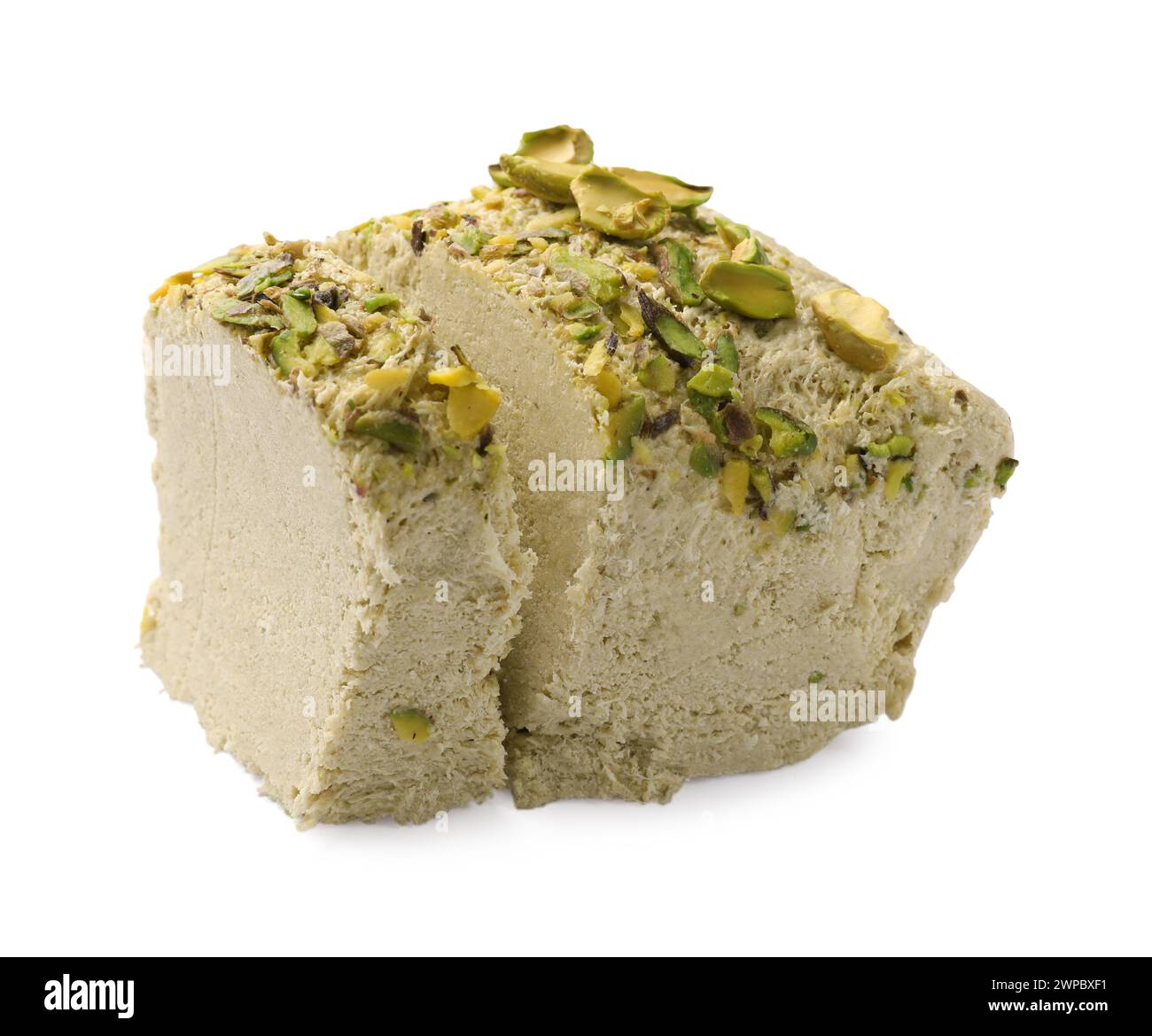 Tasty halva with pistachios isolated on white Stock Photo - Alamy
