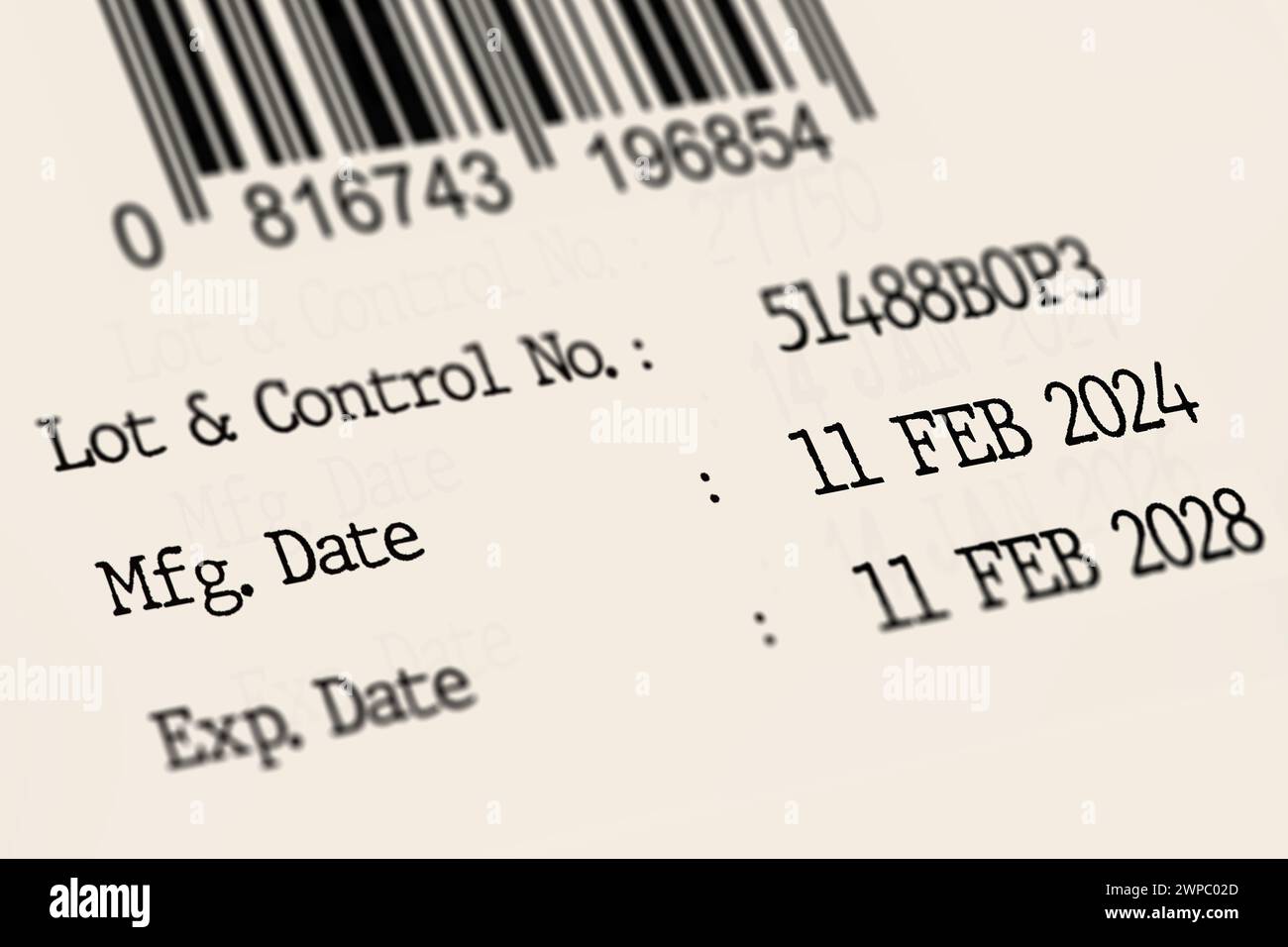Details of expiry date and manufacturing date on product label. DOF ...