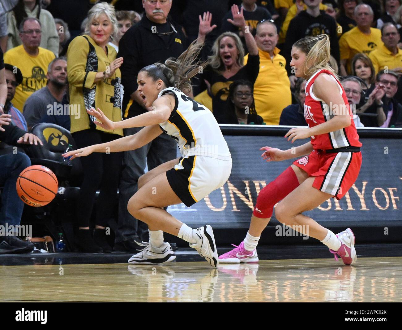 IOWA CITY, IA - MARCH 03: Iowa guard Gabby Marshall (24) goes after a ...