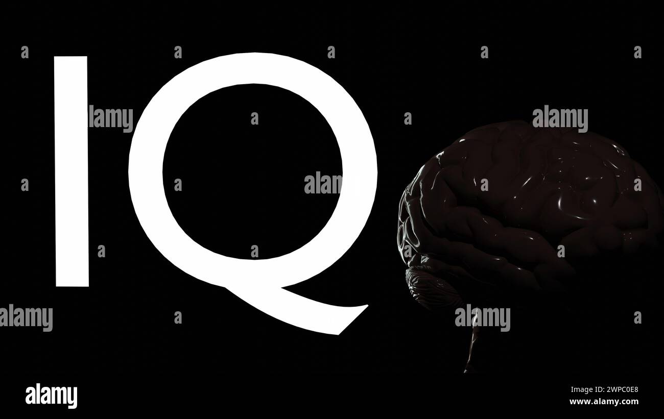 3d rendering of IQ or brain intelligence to brain structure Stock Photo ...