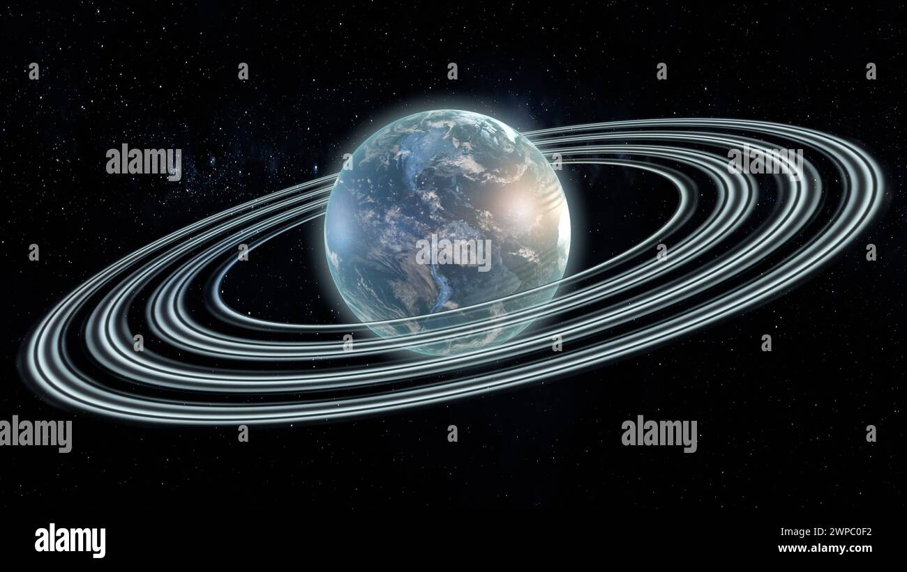 3d rendering of Rings around exoplanets Stock Photo - Alamy