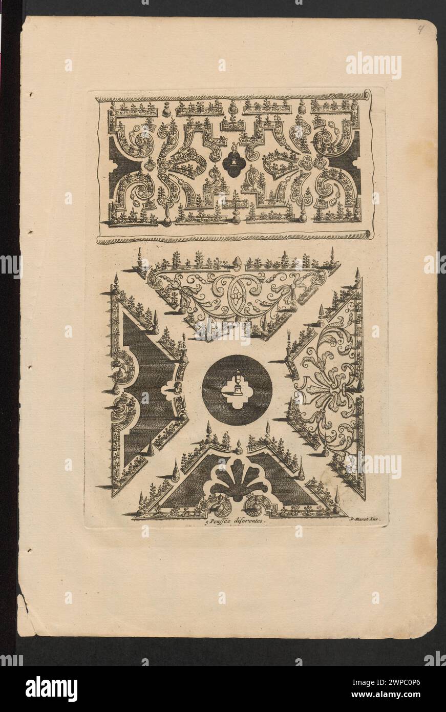 Four flowerbed plans positioned at the top of a fifth section ...