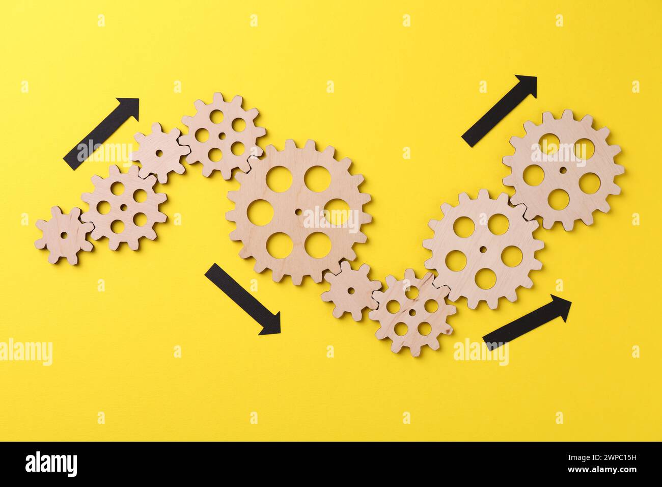 Business process organization and optimization. Scheme with wooden ...