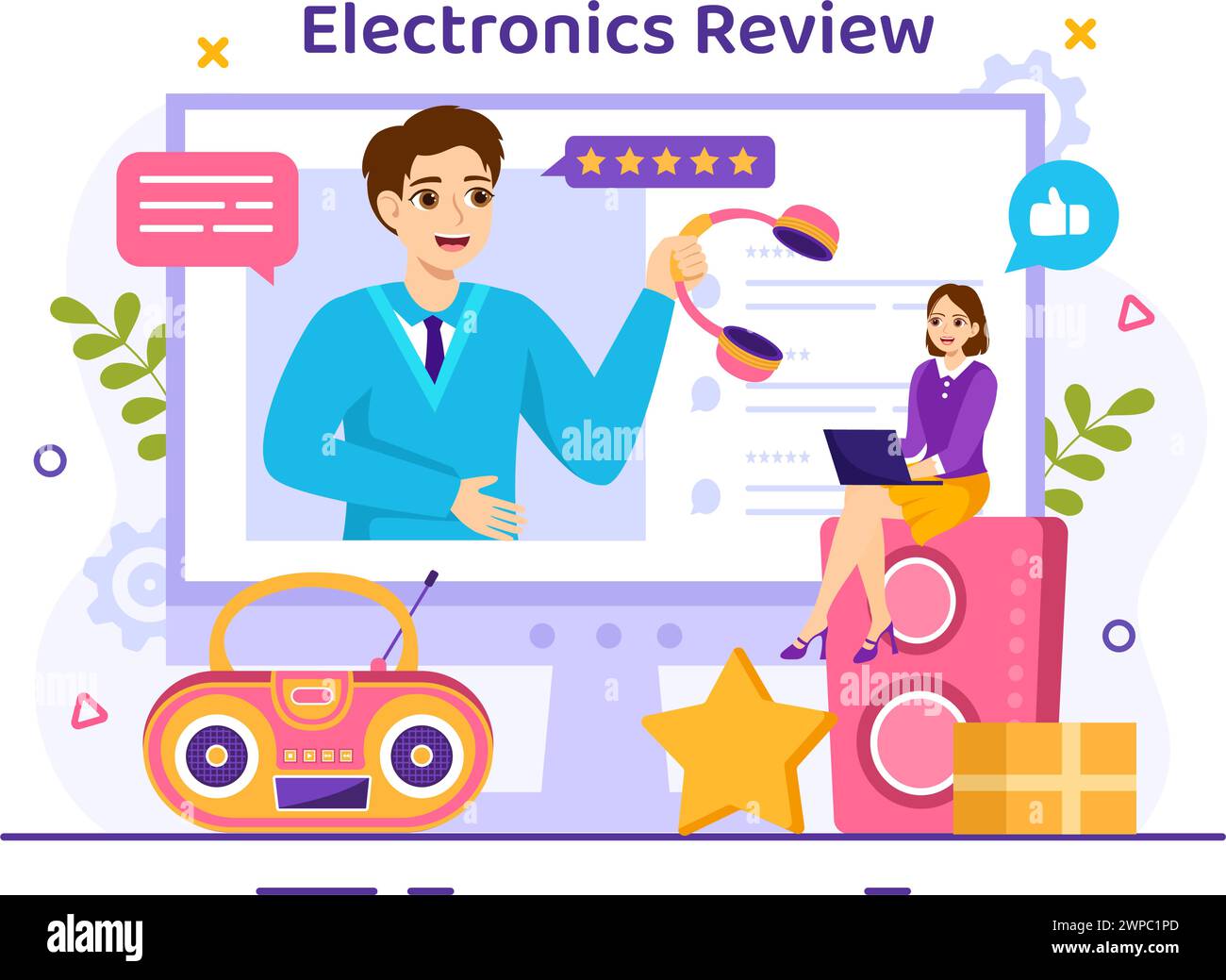 Electronics Review Vector Illustration with Customer Rating Quality of ...
