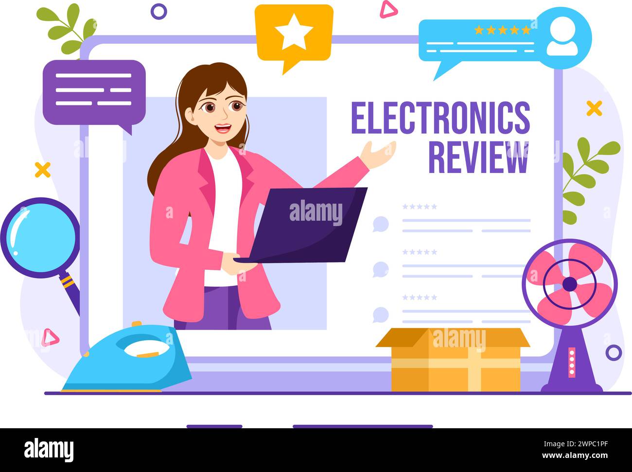 Electronics Review Vector Illustration with Customer Rating Quality of ...