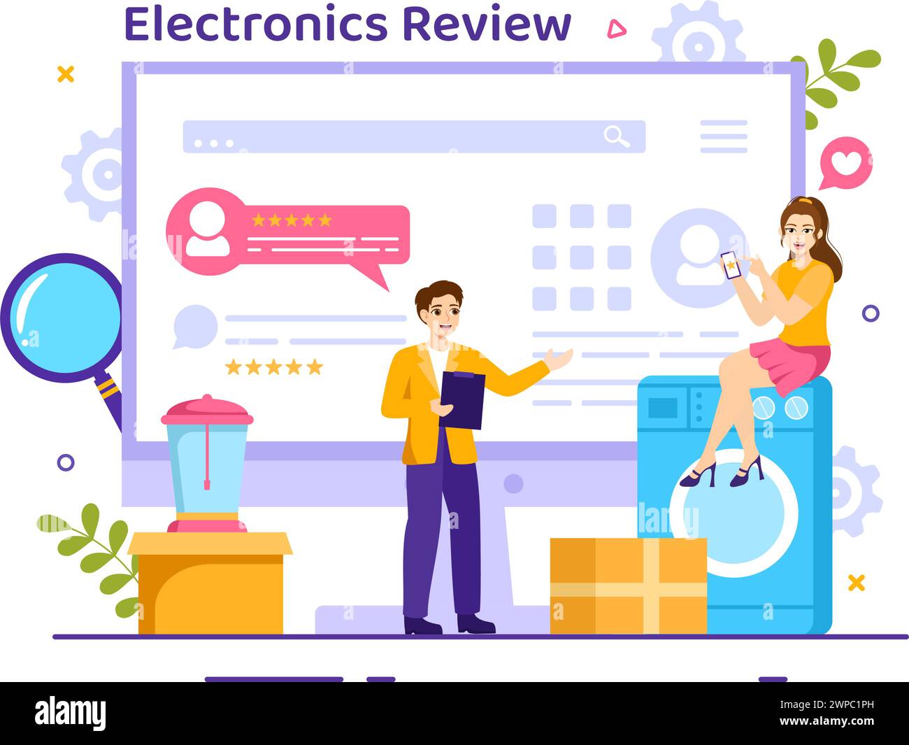 Electronics Review Vector Illustration with Customer Rating Quality of ...
