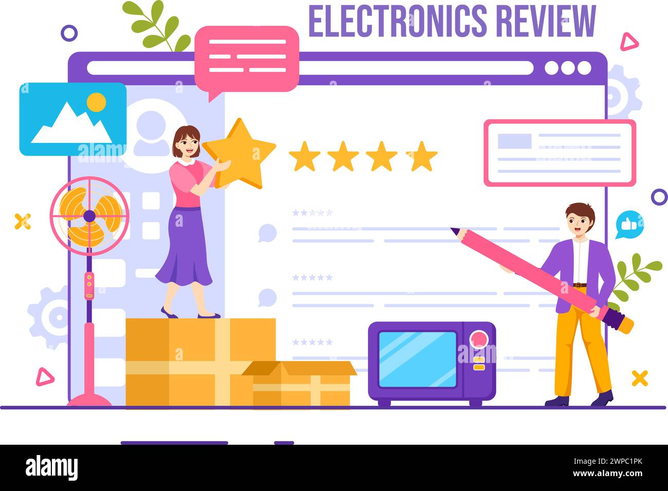 Electronics Review Vector Illustration with Customer Rating Quality of ...