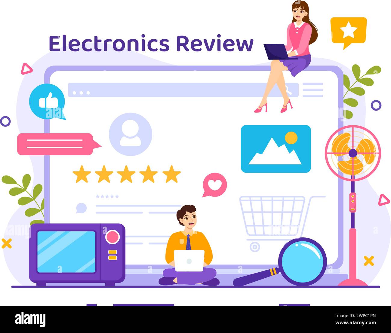 Electronics Review Vector Illustration with Customer Rating Quality of ...