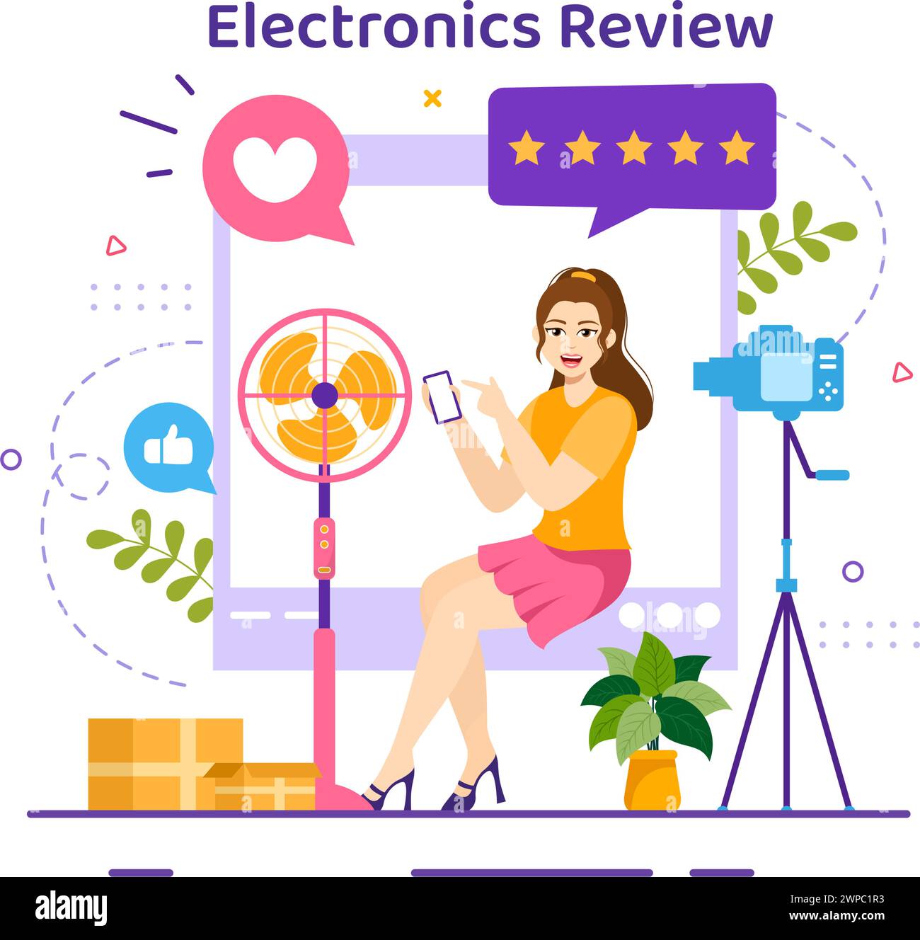 Electronics Review Vector Illustration with Customer Rating Quality of Service or Application ...