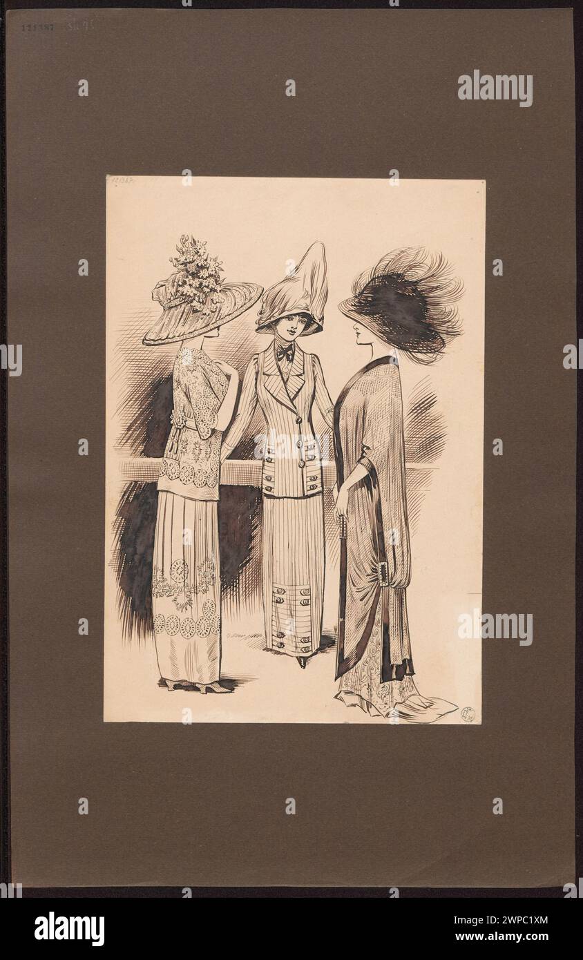 A set of three costume designs for women by Czesław Borys Jankowski ...
