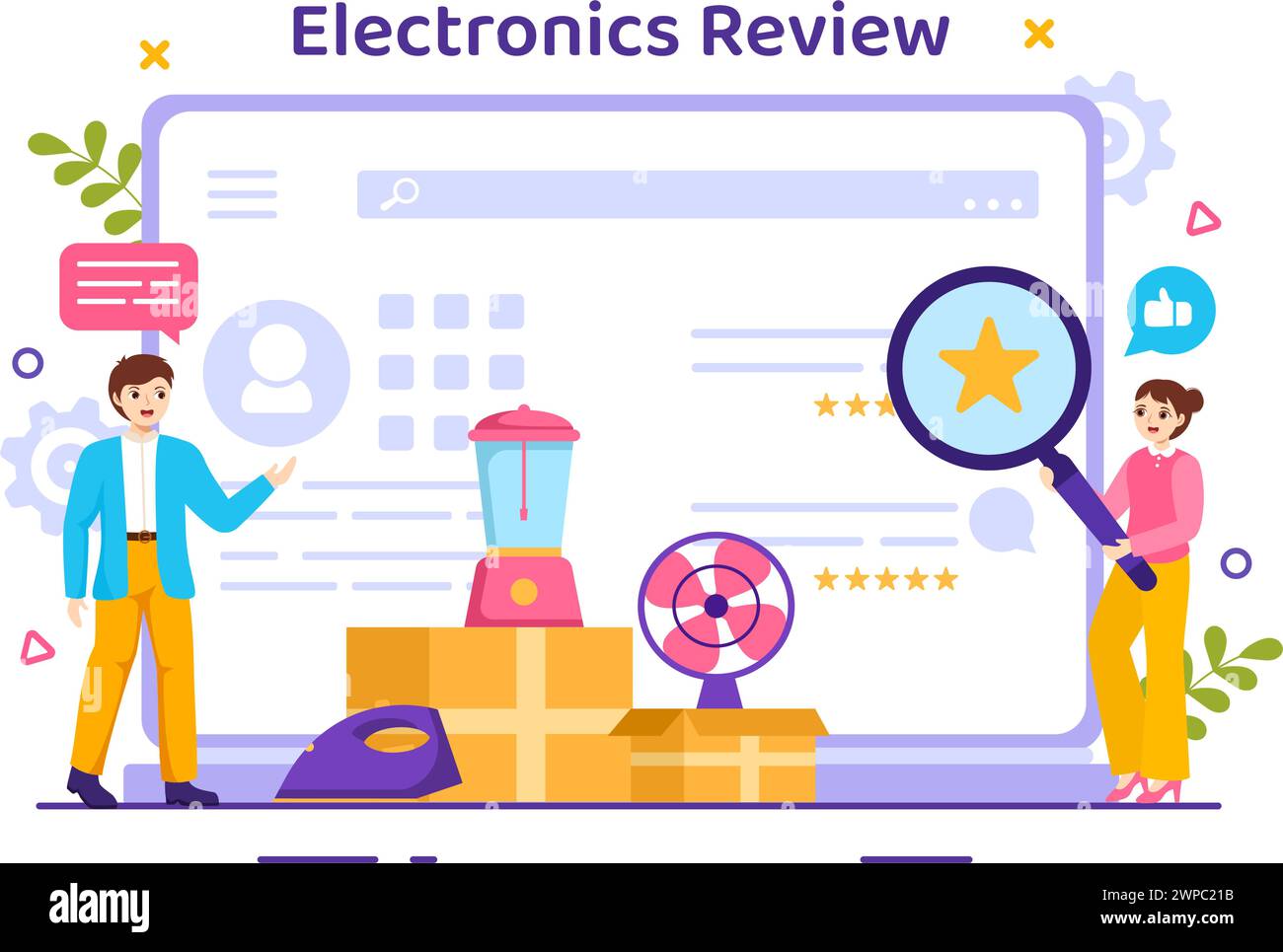 Electronics Review Vector Illustration with Customer Rating Quality of ...