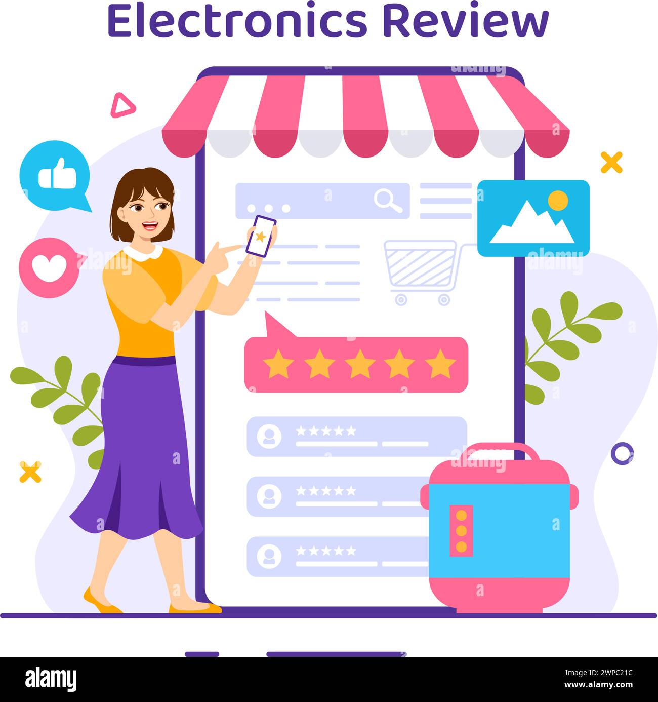 Electronics Review Vector Illustration with Customer Rating Quality of ...