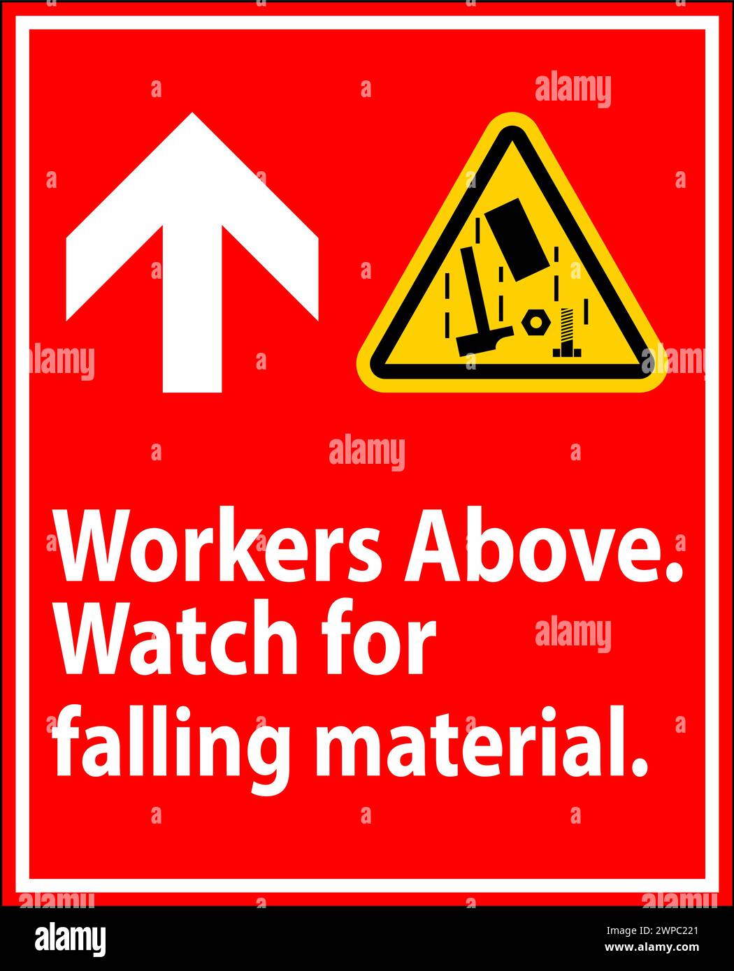 Danger Sign, Workers Above Falling Material Stock Vector Image & Art ...