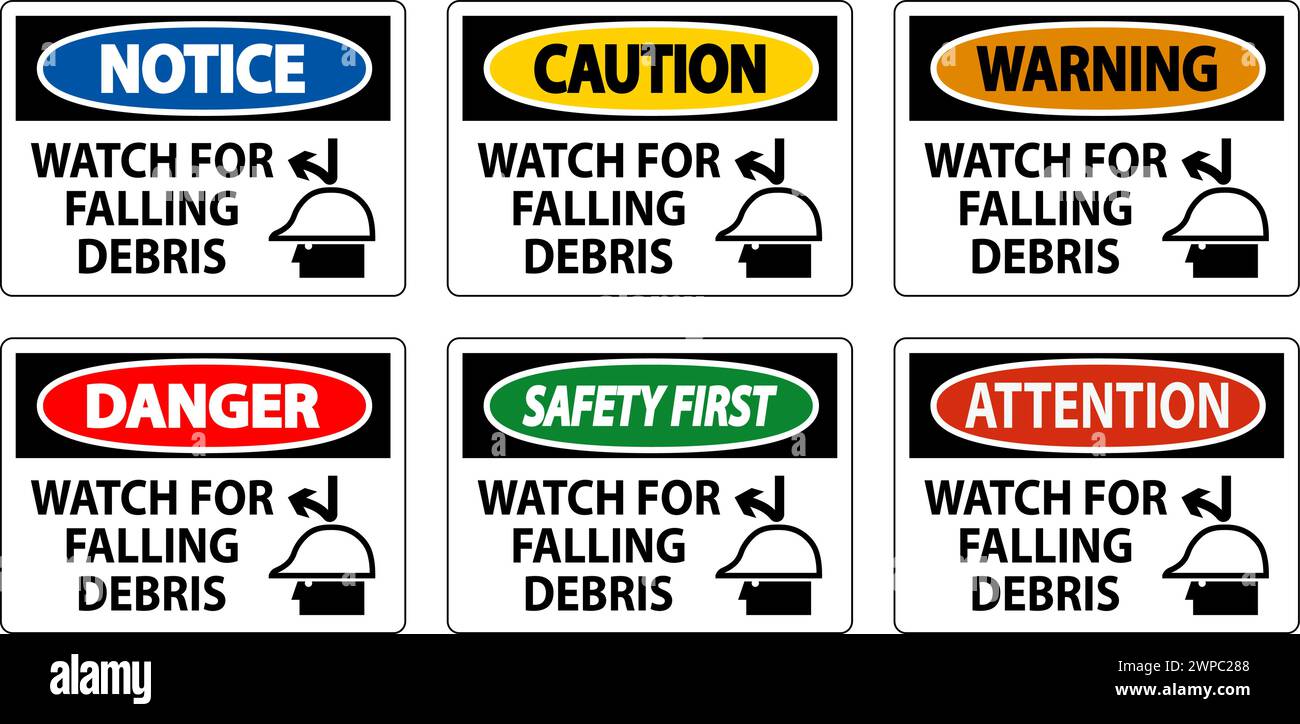 Danger Sign, Watch For Falling Debris Stock Vector Image & Art - Alamy