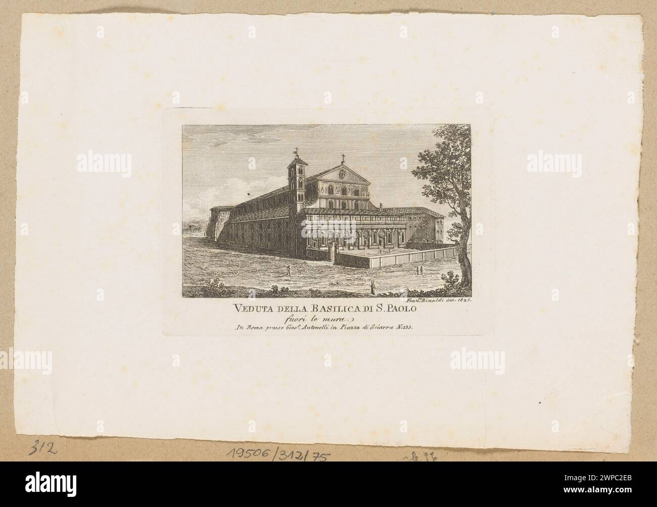 Lithograph depicting the Basilica of Saint Paul outside the walls in ...