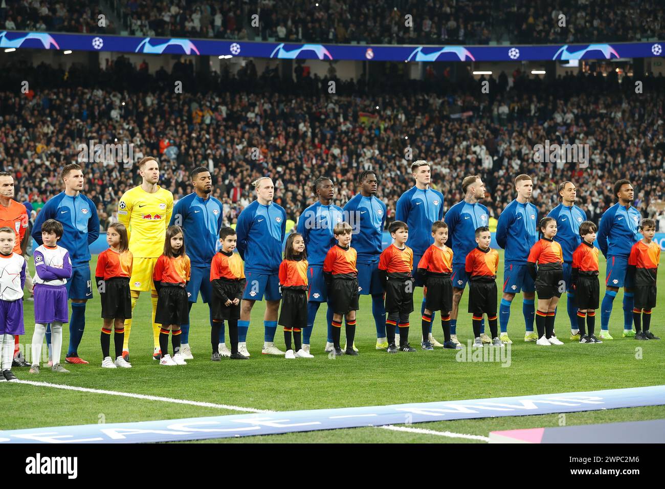 Madrid, Spain. 6th Mar, 2024. RB Leipzig team group line-up (Leipzig ...