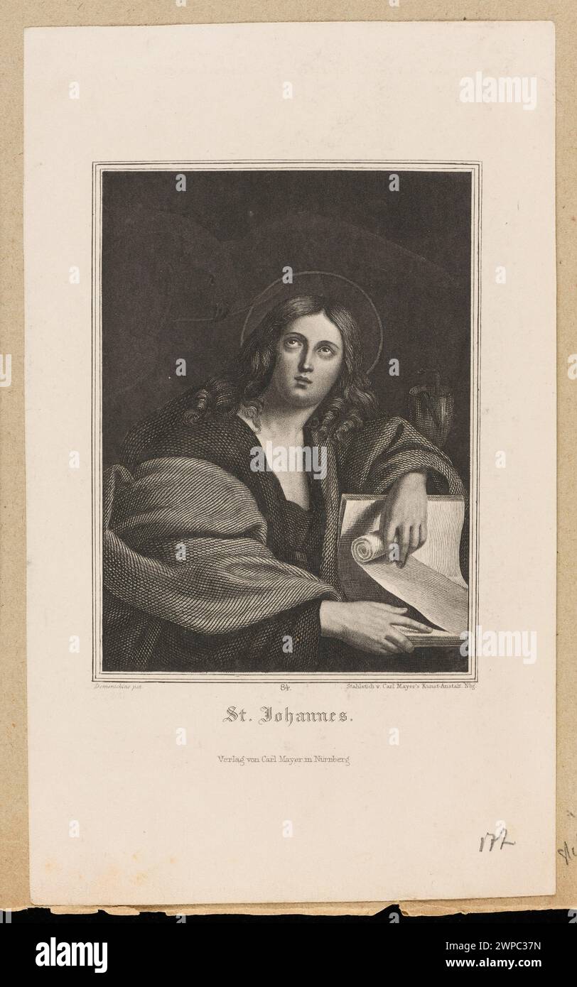 Engraving of Saint John the Evangelist by Domenichino published between ...