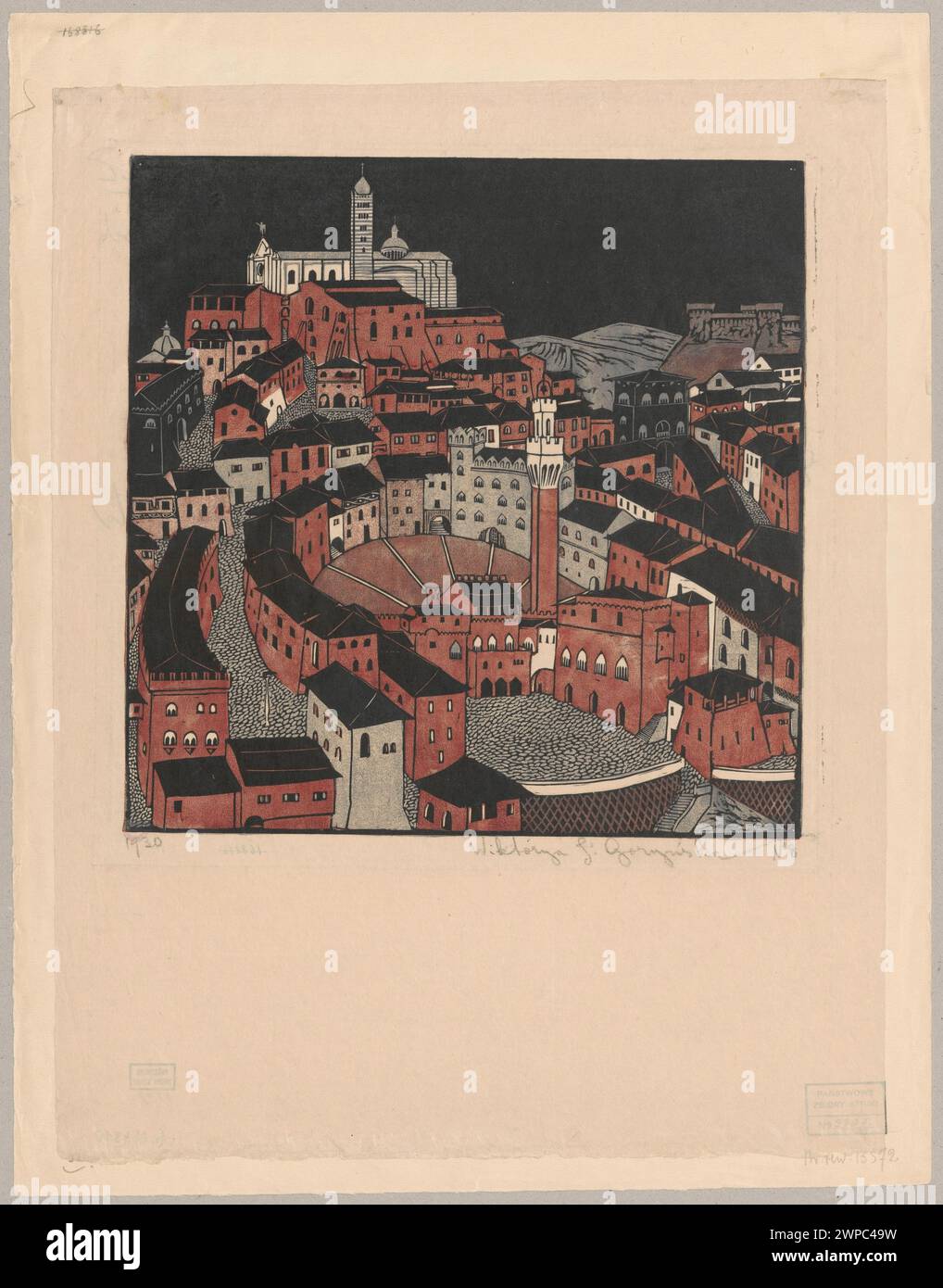 Urban landscape of Siena, Italy painted by Wiktoria Gory in 1930 ...