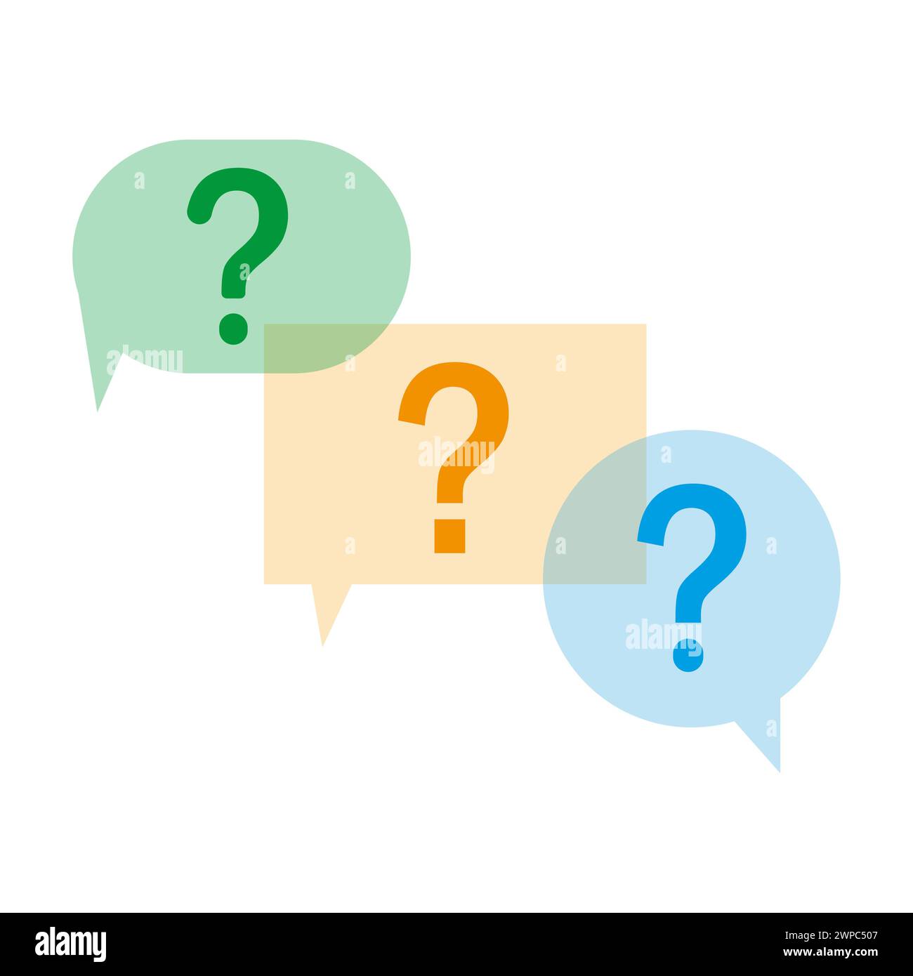 Icon question marks. Speech bubbles for inquiry. Multicolor FAQ concept. Vector illustration ...