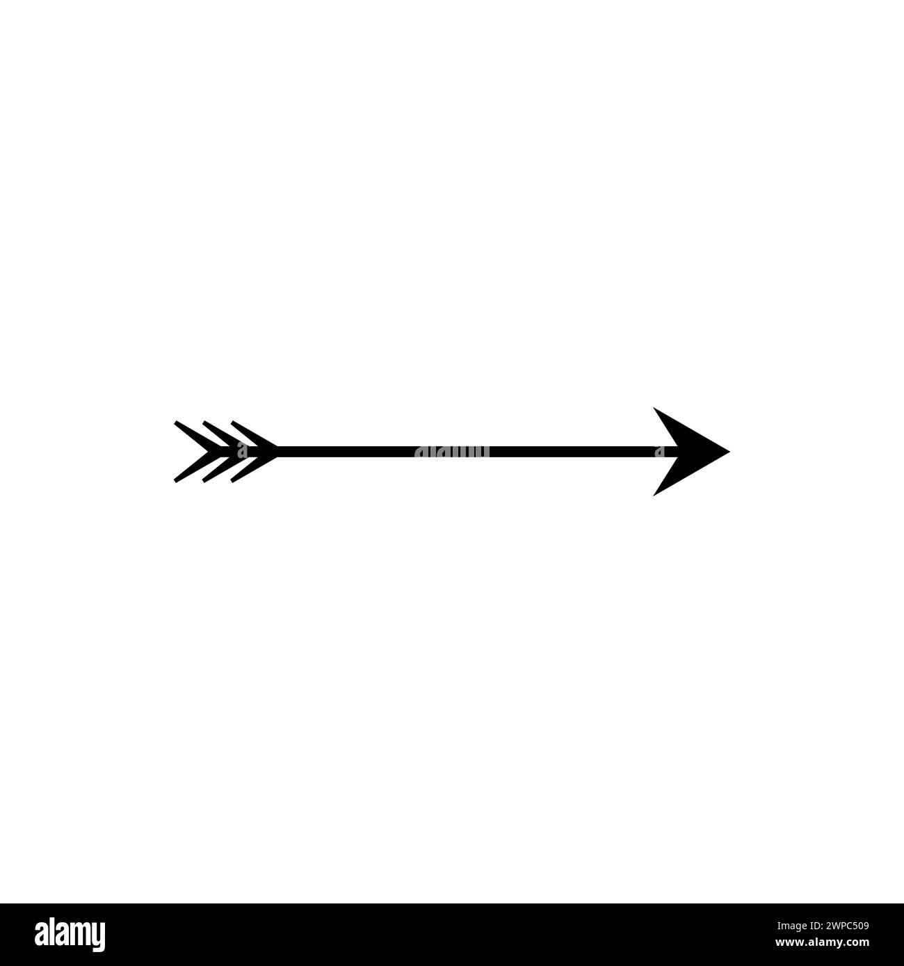 Black bow arrow. Archery equipment. Fletched precision projectile ...