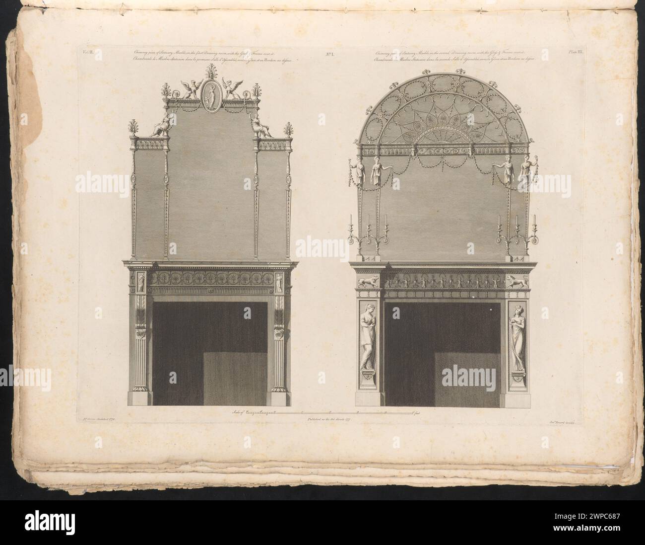 Designs for fireplace frames in Lord Derby's Grosvenor Square residence ...