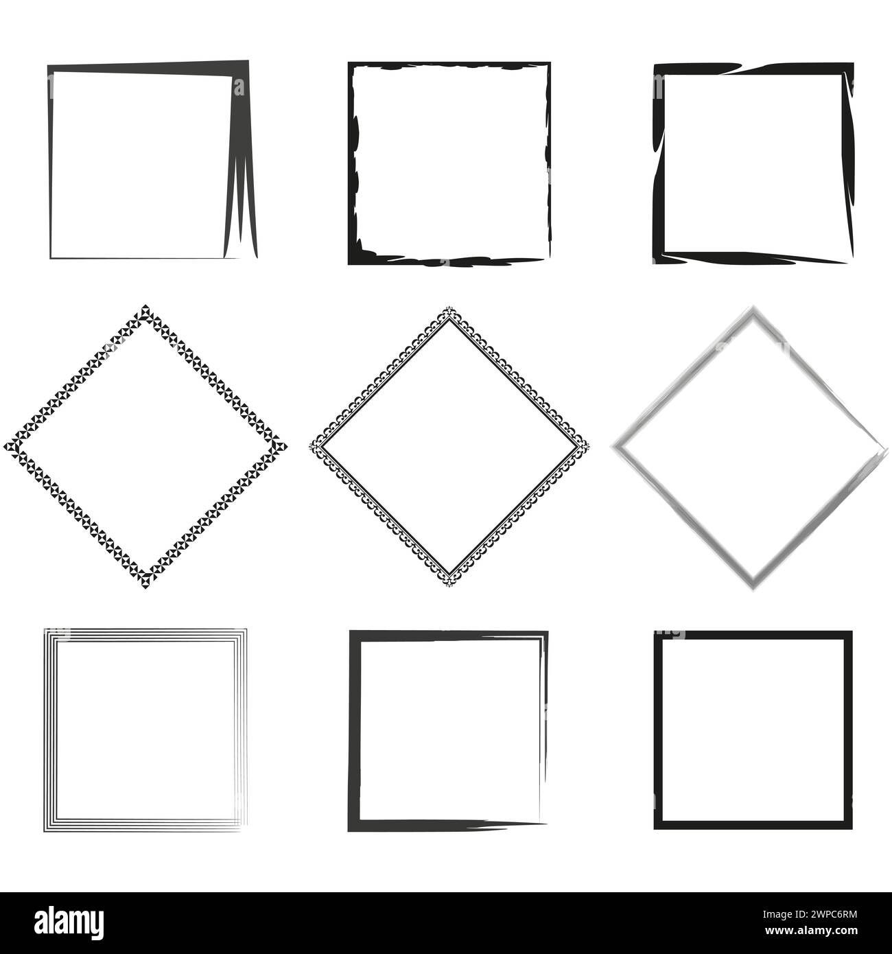 Square icon set. Diverse designs. Artistic details. Vector illustration ...