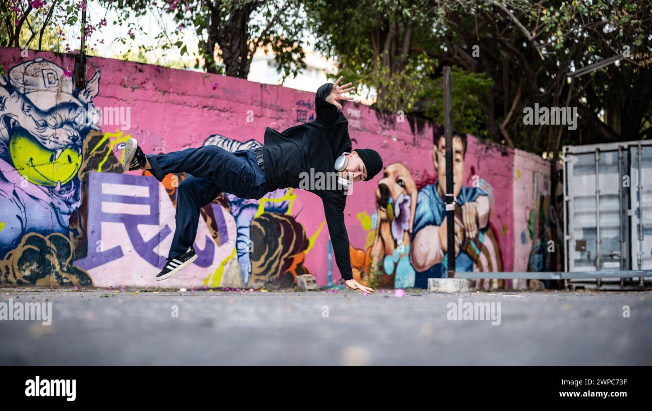 Chiang mai, Thailand - Mar 05 2024: A talented and energetic Asian male ...