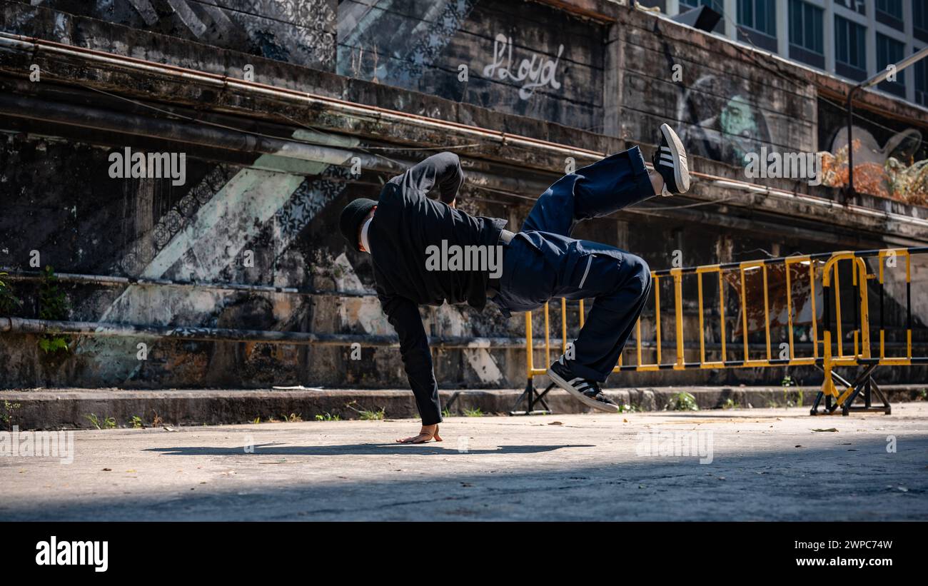 Chiang mai, Thailand - Mar 05 2024: A cool, talented Asian hiphop ...