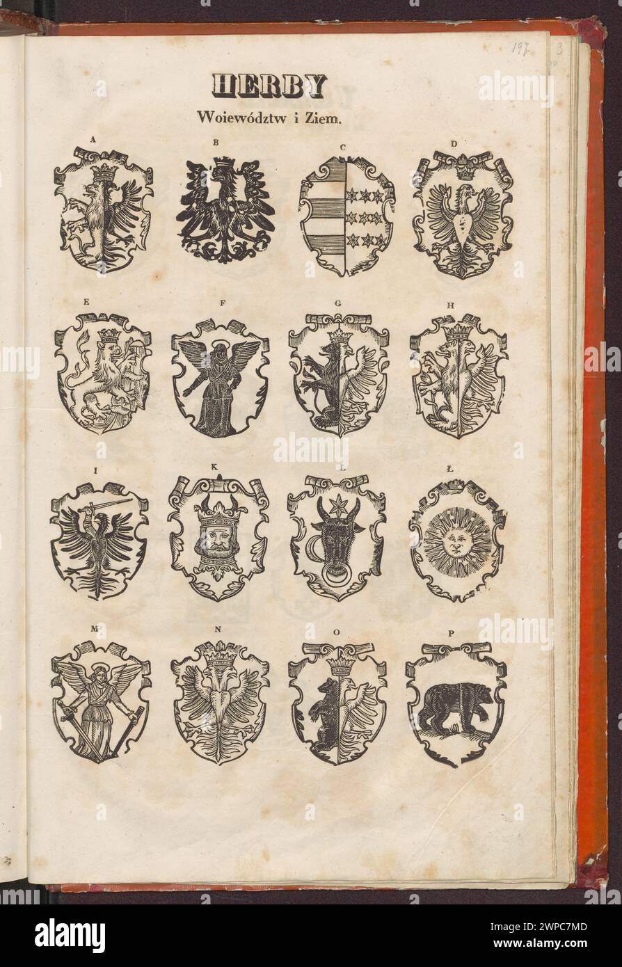 A collection of 16 coats of arms representing Polish voivodships and ...