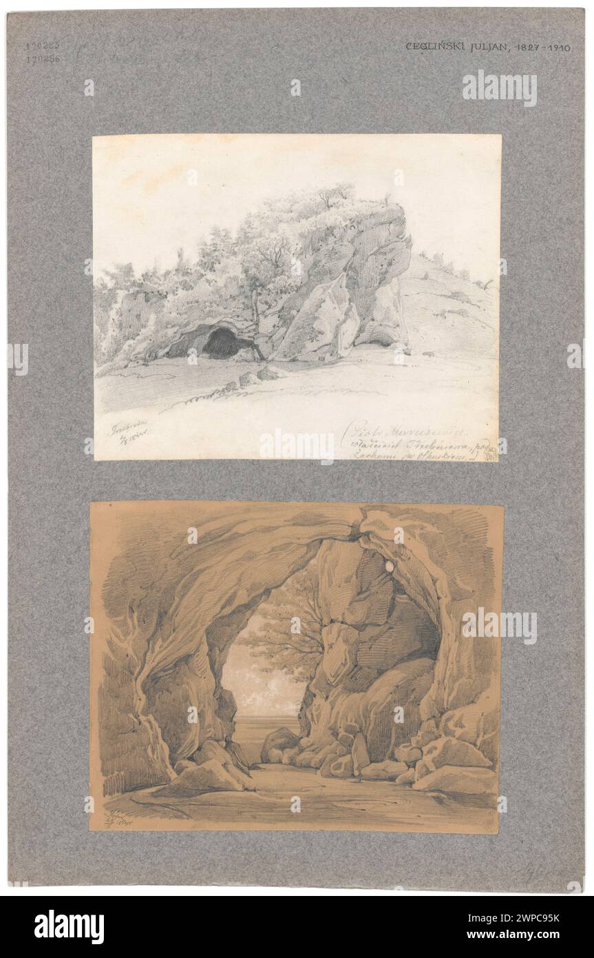 Depiction of Pieczara and a Twardowski gate over a stream in Trzebniów ...
