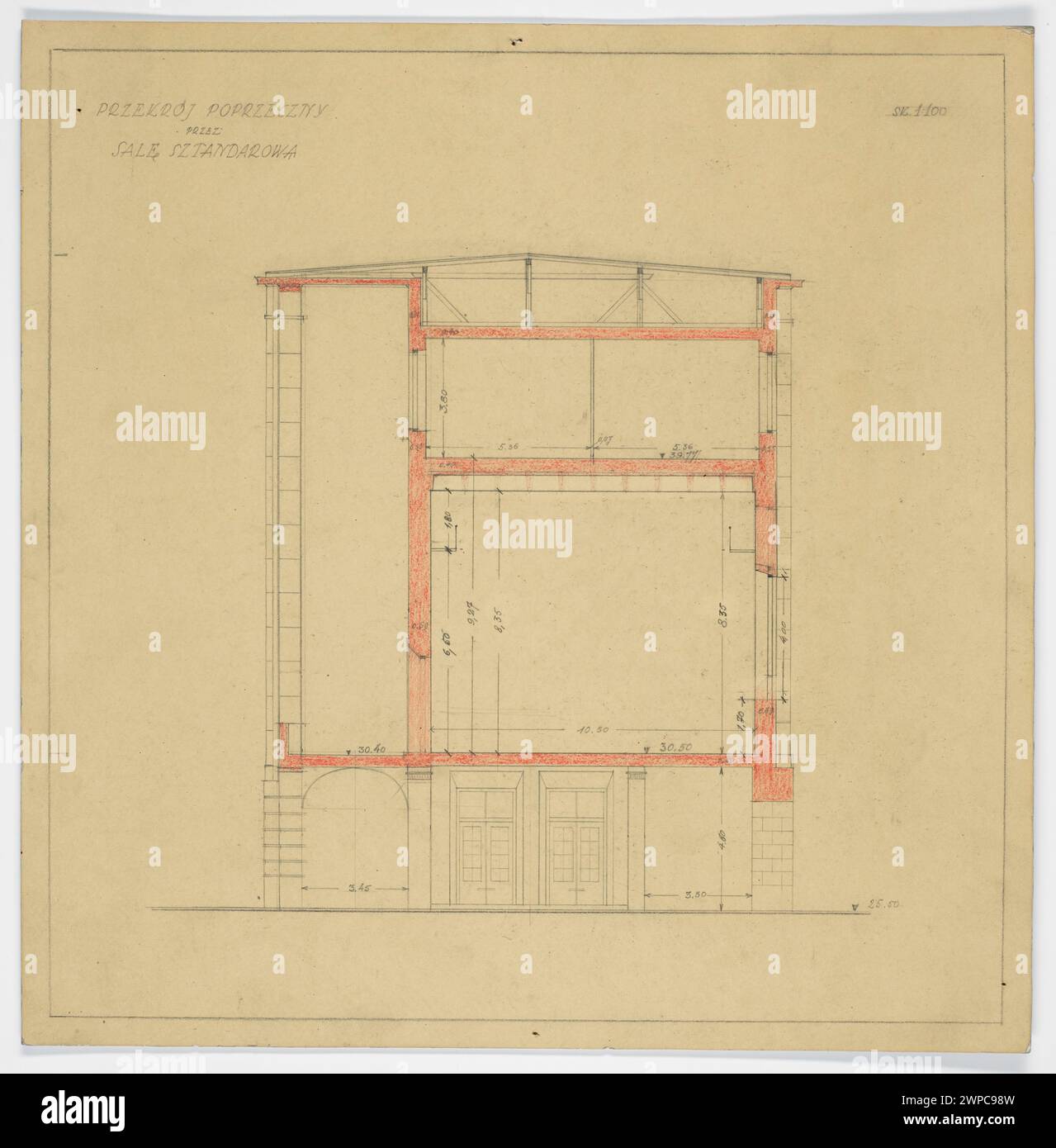 Warsaw. National Museum. Design. Part VII (Army Museum). Cross -section ...