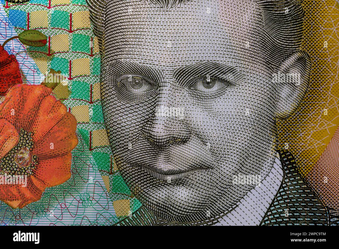 LEI money banknotes, detail photo of RON. Romanian currency Stock Photo ...