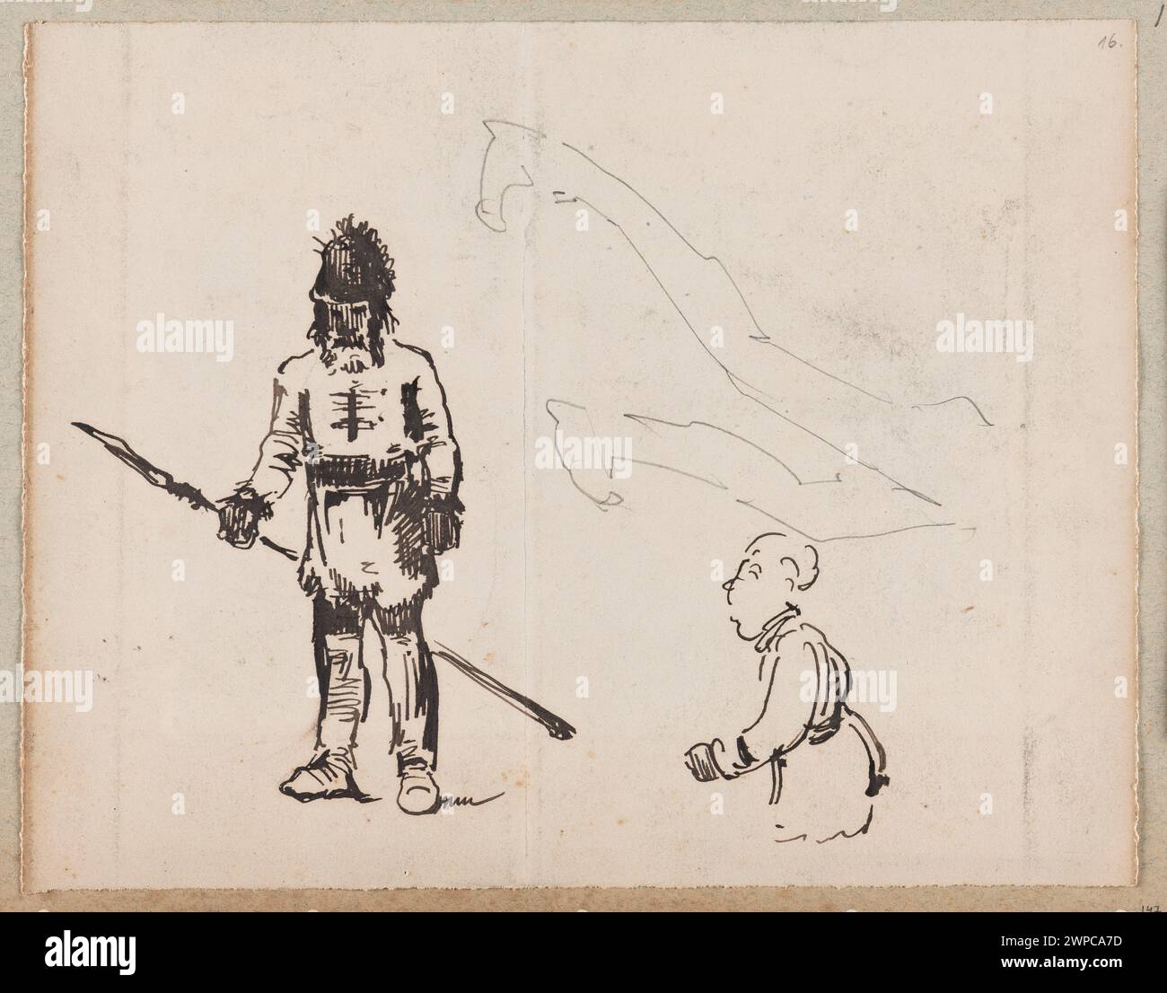 Varia: Sketch of Woja, child, leg outline; Czachórski, Władysław (1850 ...