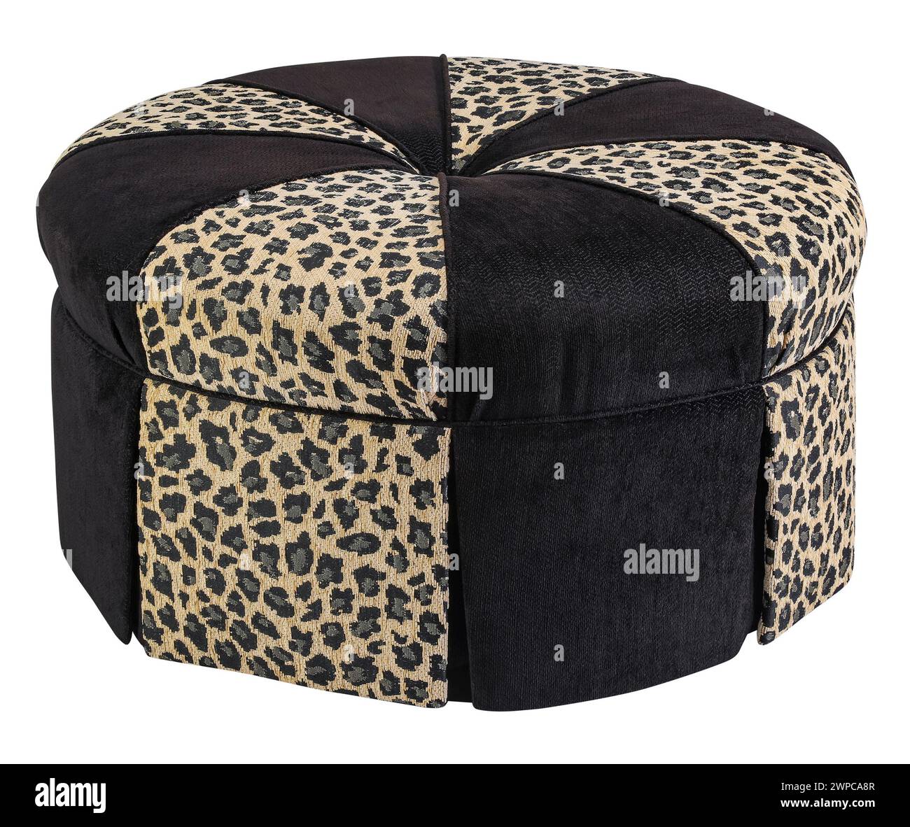 Ottoman foot stool leopard fabric with clipping path Stock Photo - Alamy