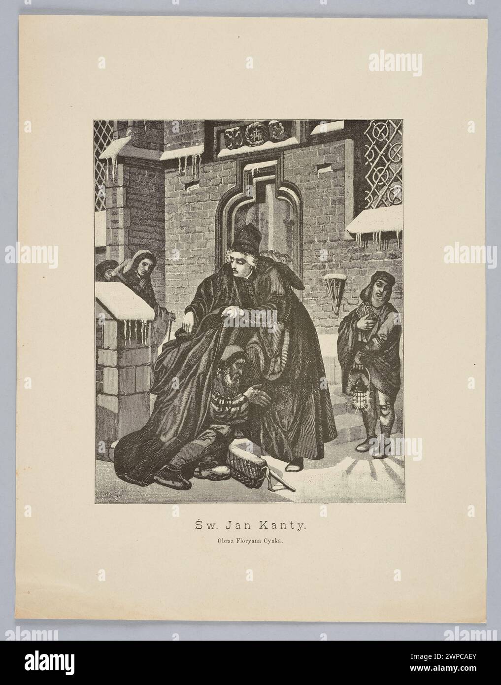 Woodcut reproduction of Florian Cynk's depiction of Saint Jan Kanty ...