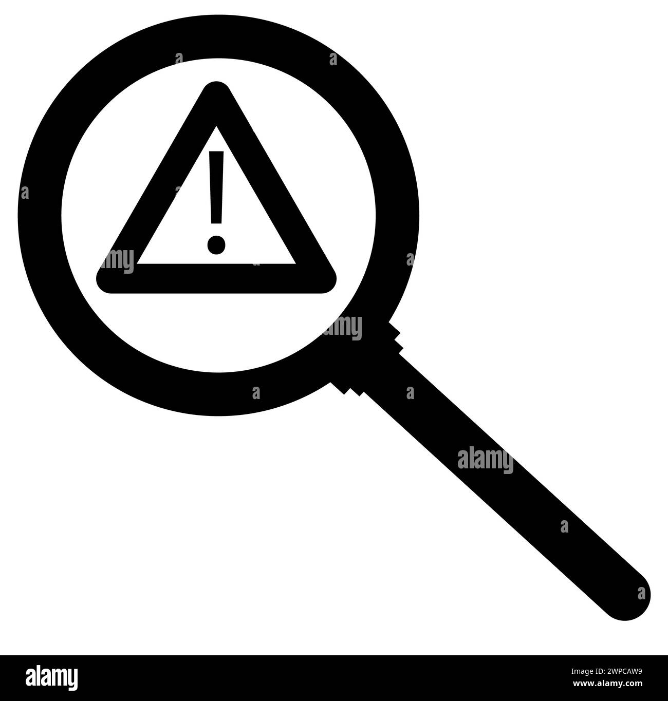 Risk analysis icon. Exclamation magnifier sign. Crisis warning symbol ...