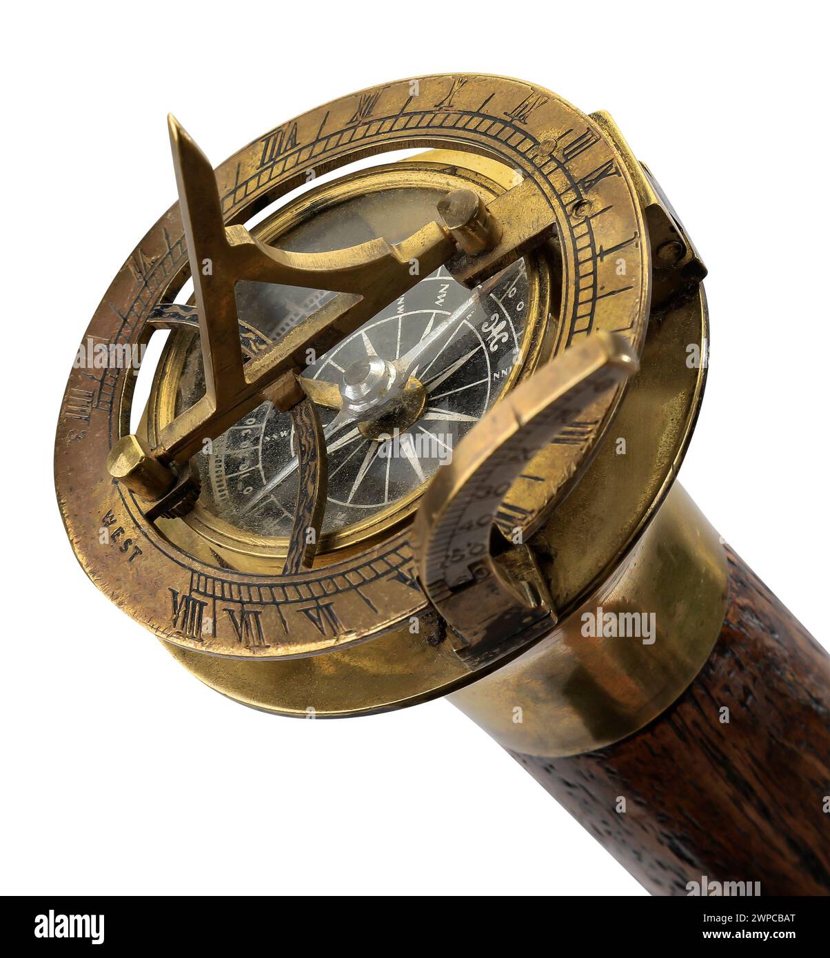 Compass on a walking stick with clipping path Stock Photo - Alamy