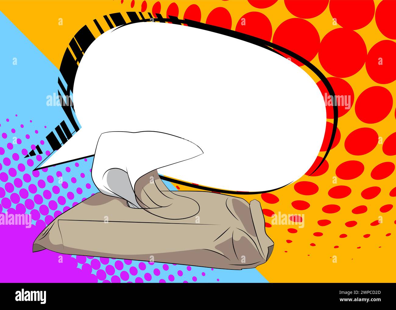 Cartoon Baby Wipe with blank speech bubble, comic book Wet Wipe ...