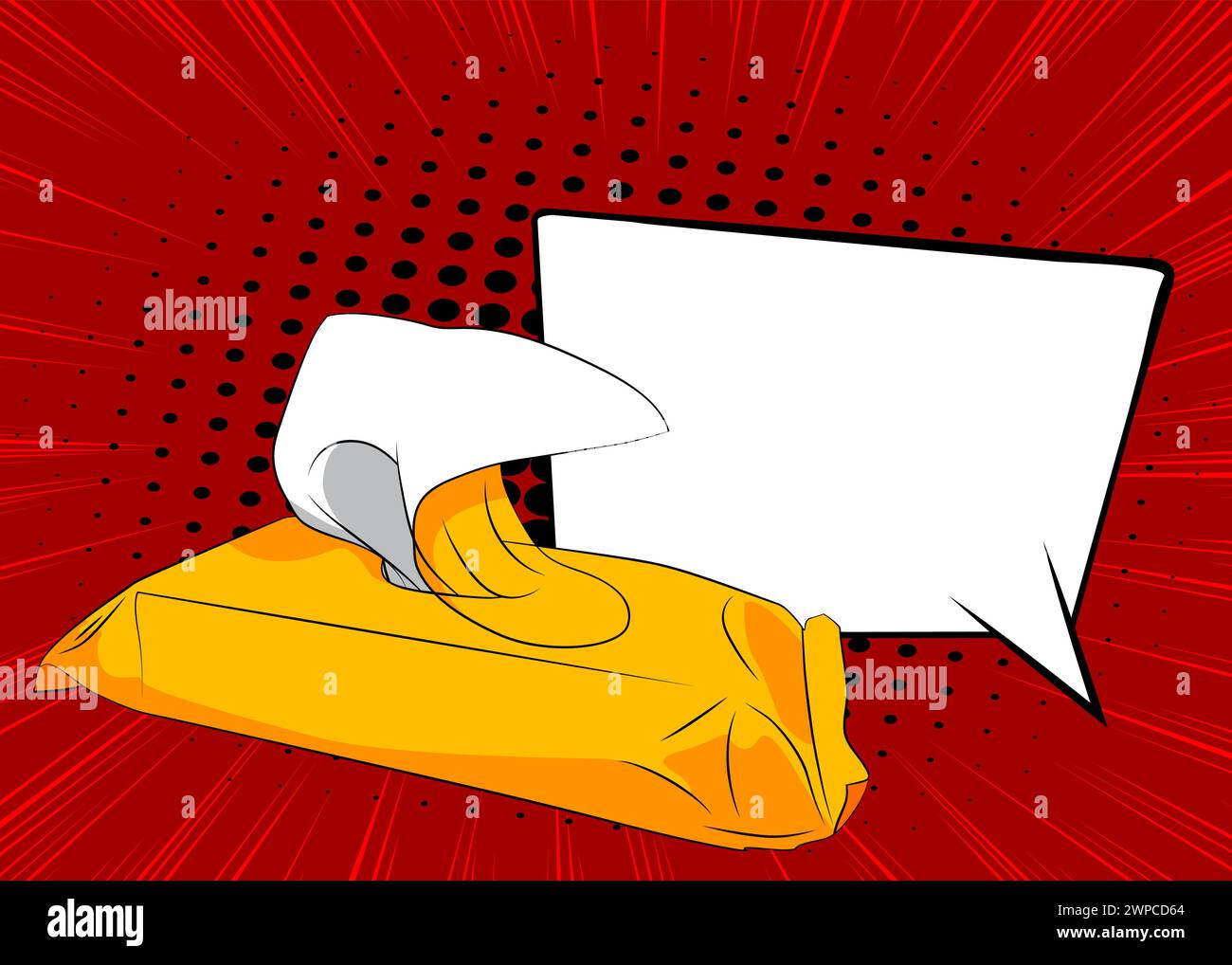 Cartoon Baby Wipe with blank speech bubble, comic book Wet Wipe ...