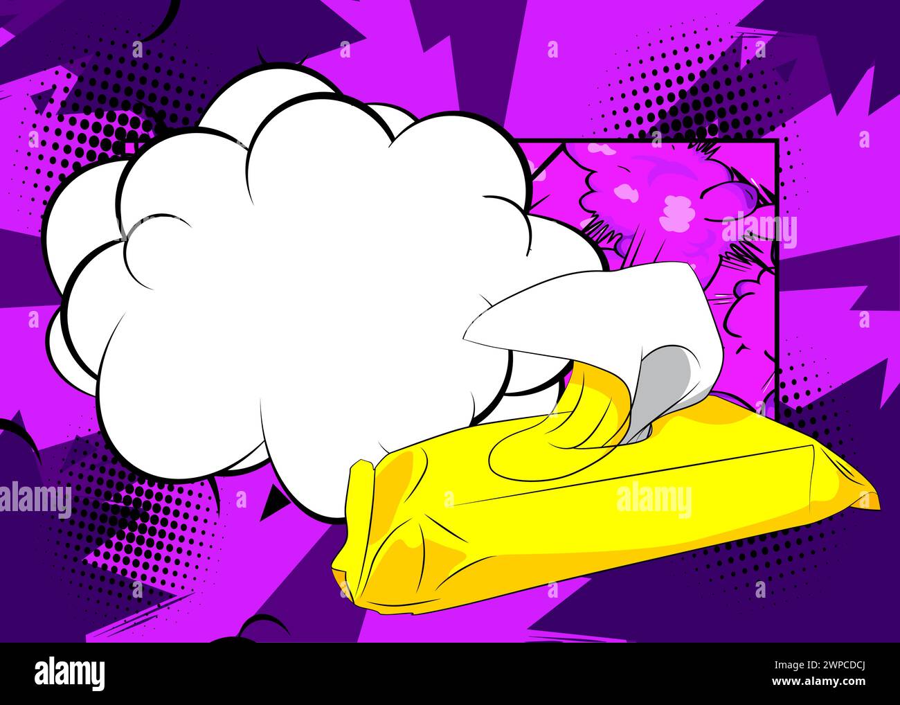 Cartoon Baby Wipe with blank speech bubble, comic book Wet Wipe ...