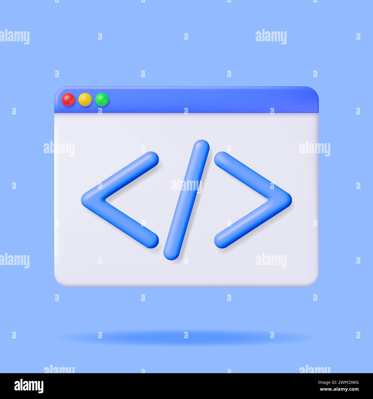 3d Code Icon Window Isolated On White Render Python Or Java Api Symbols Computer Programming