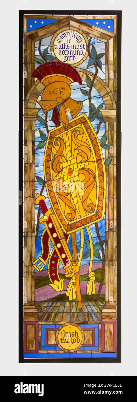 Stained glass vertical window with clipping path Stock Photo - Alamy