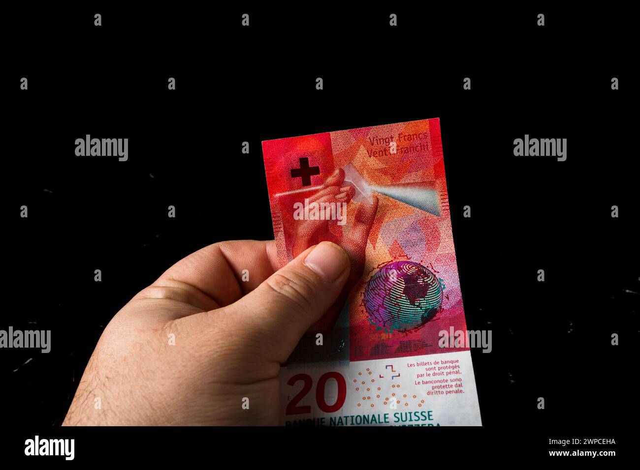 CHF money banknotes, detail photo of swiss franc. Swiss Franc currency ...