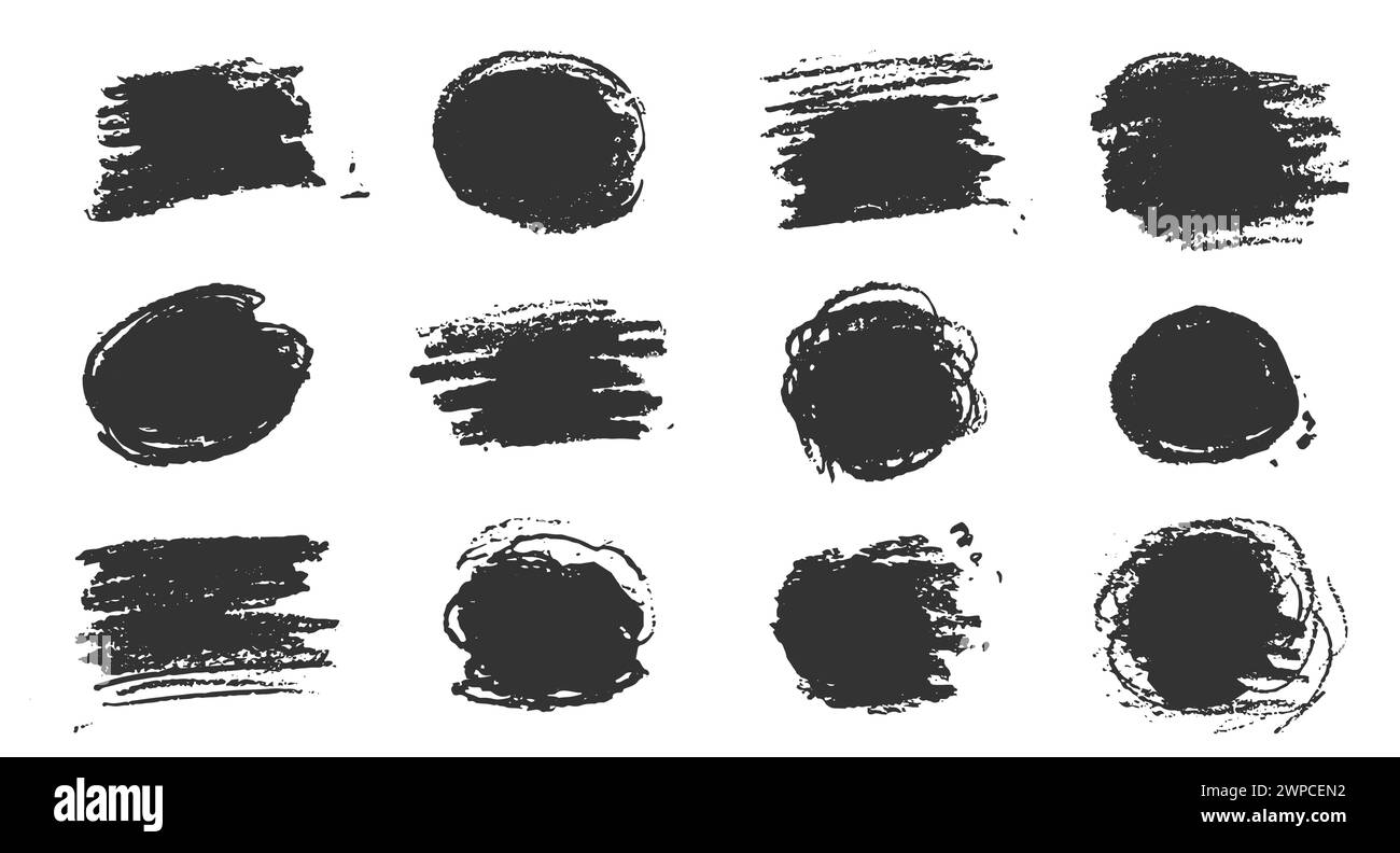 Chalk texture stain set. Hand drawn chalk background doodle effect ...