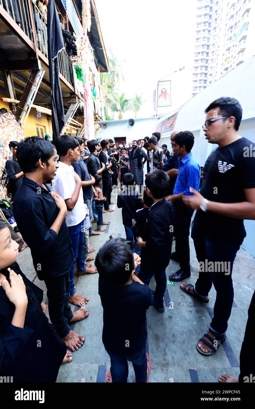 Shia men flogging themselves during the Muharram mourning festival of ...