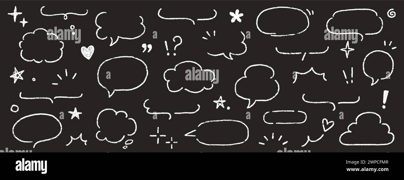 Cute crayon frame speech bubble set. Crayon chalkboard background ...