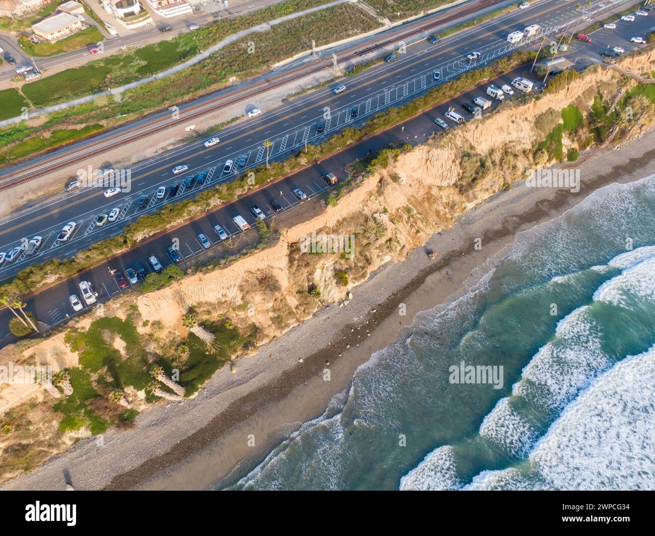 Sunset in Encinitas California by Drone Stock Photo - Alamy