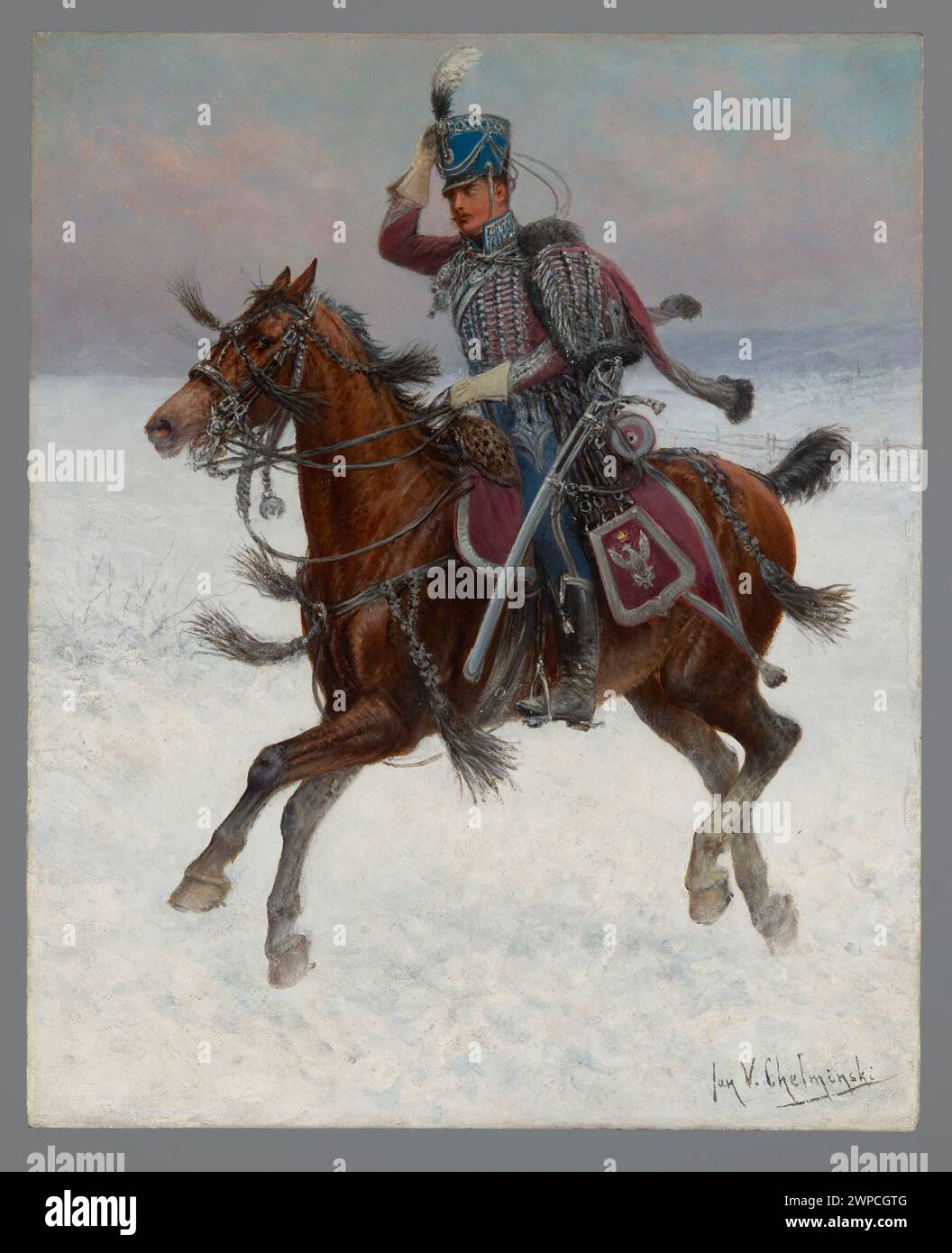 Early 20th-century military artwork by Jan Chedzie Ski depicting an ...