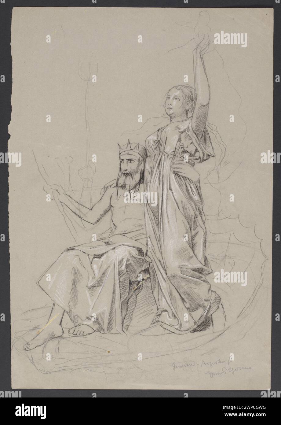 Oil painting by Hans Thoma, 1879, showing Neptune with Amphitrite on a ...